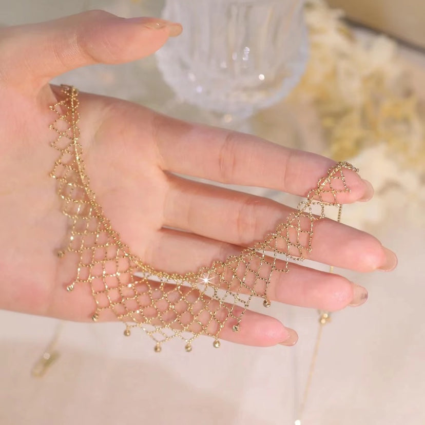 MS Simple Neck Chain Elegant Mesh Gold Ball Necklace – lightofjuwelen